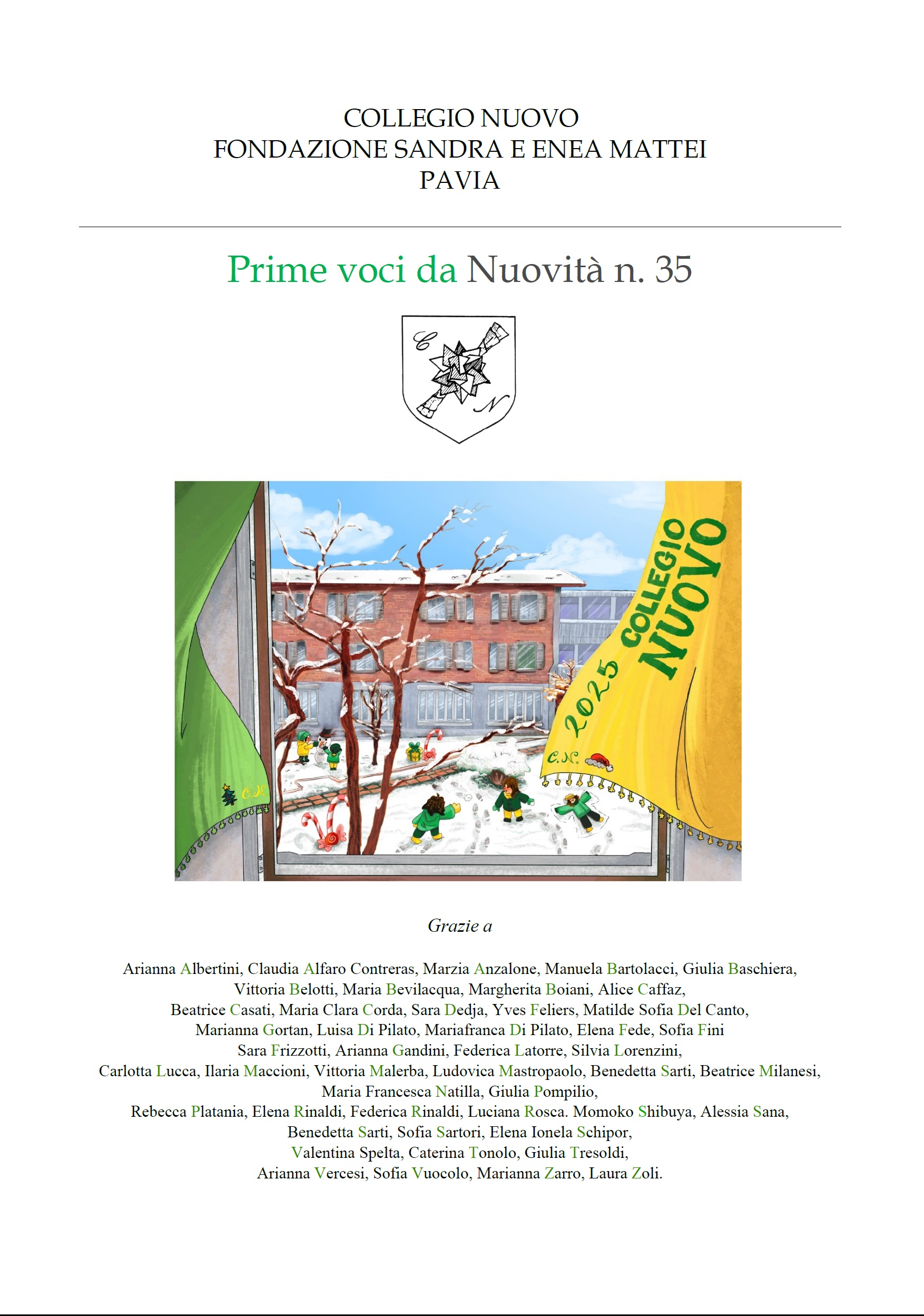 First voices from "Nuovità" n. 35 - Collegio Nuovo